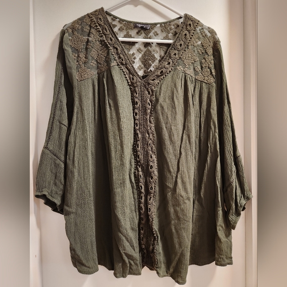 Hannah | Tops | Womens Hannah Plus Size 3x Embroidered Lace Trimmed ...